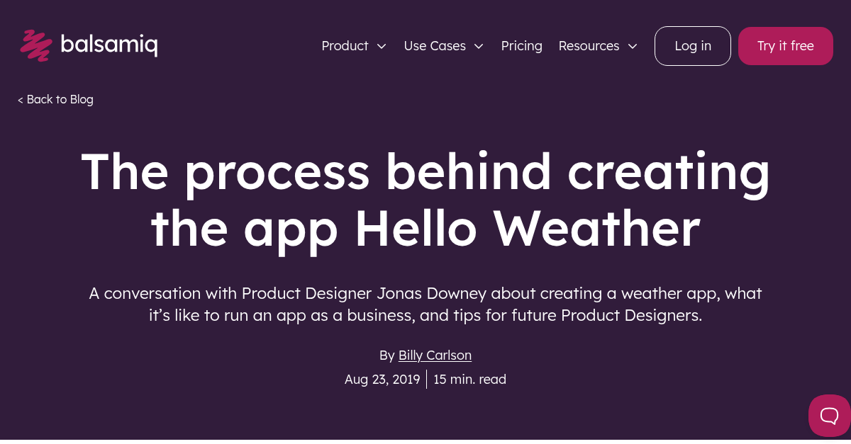 The process behind creating the app Hello Weather