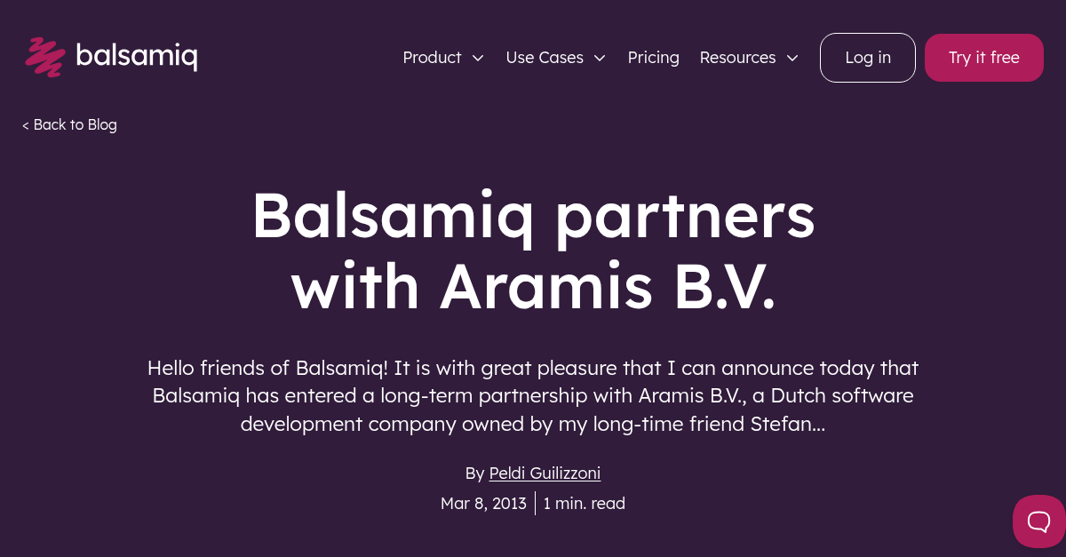 Balsamiq partners with Aramis B.V.