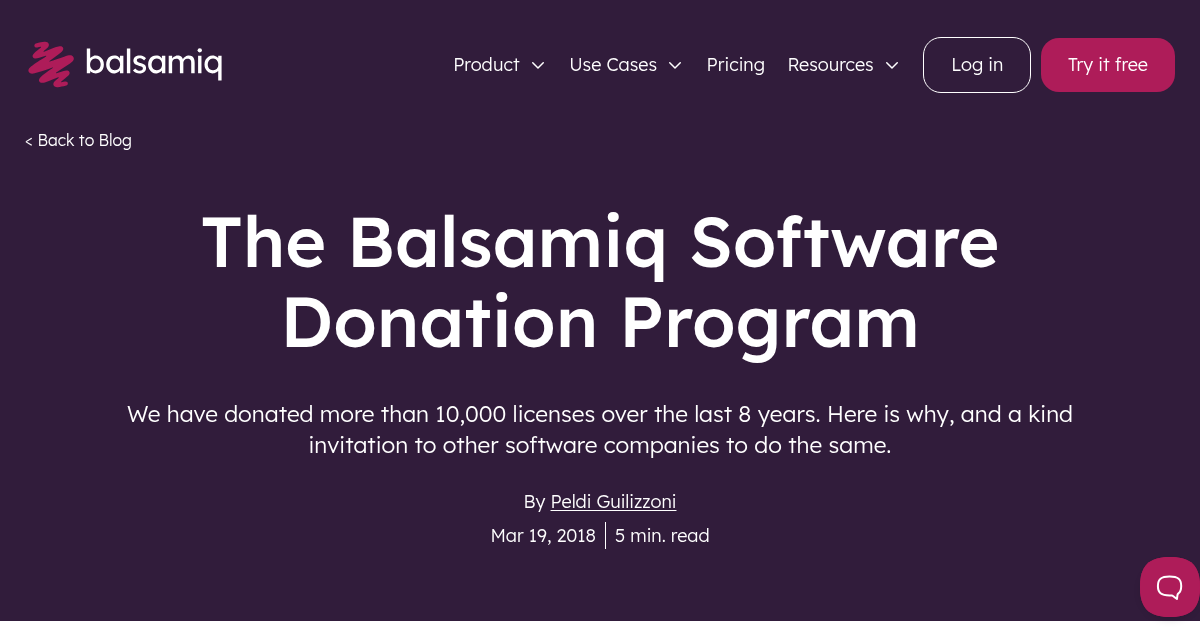The Balsamiq Software Donation Program
