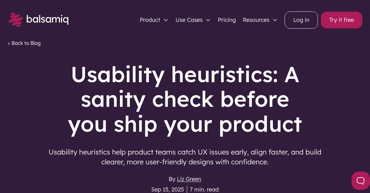 Usability heuristics: A sanity check before you ship your product