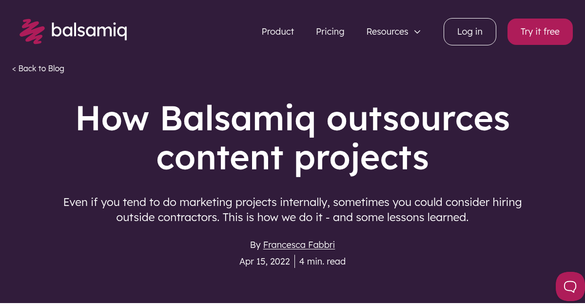 How Balsamiq outsources content projects