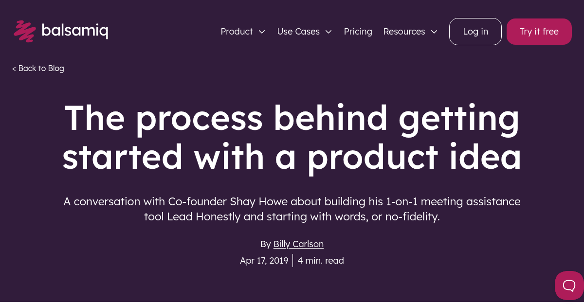 The process behind getting started with a product idea