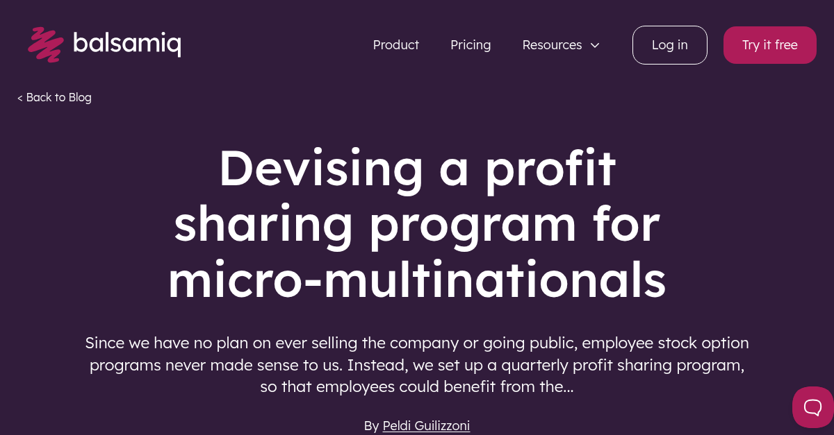Devising a profit sharing program for micro-multinationals