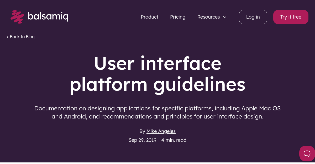 User interface platform guidelines
