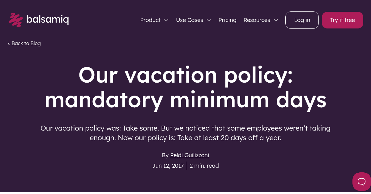 Our vacation policy: mandatory minimum days