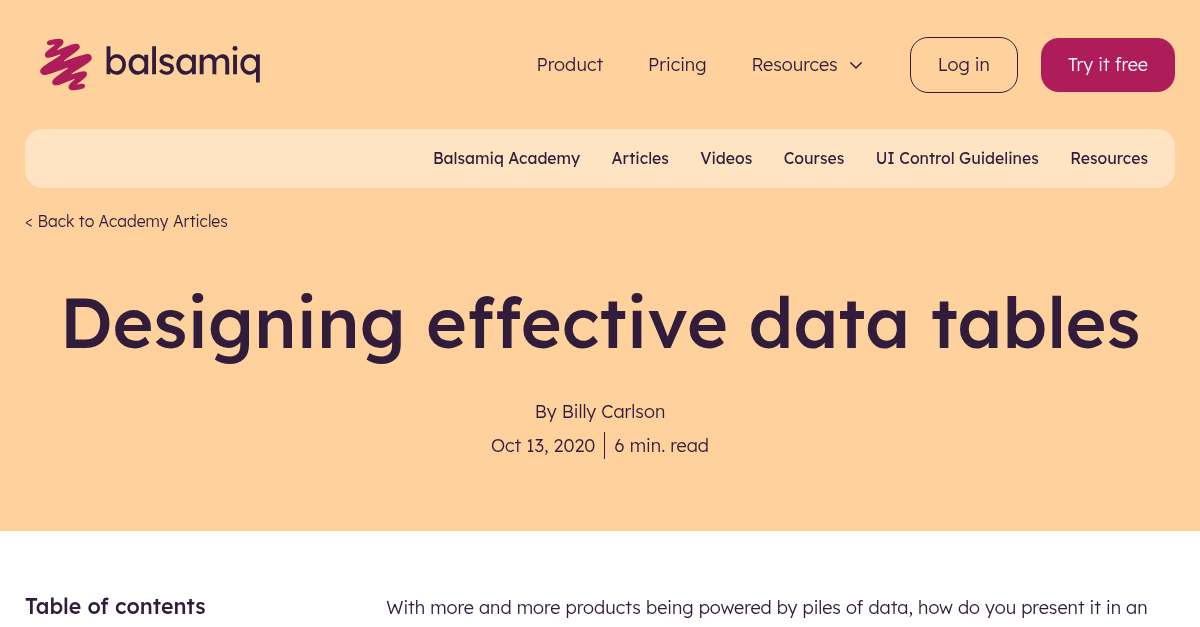 Designing effective data tables