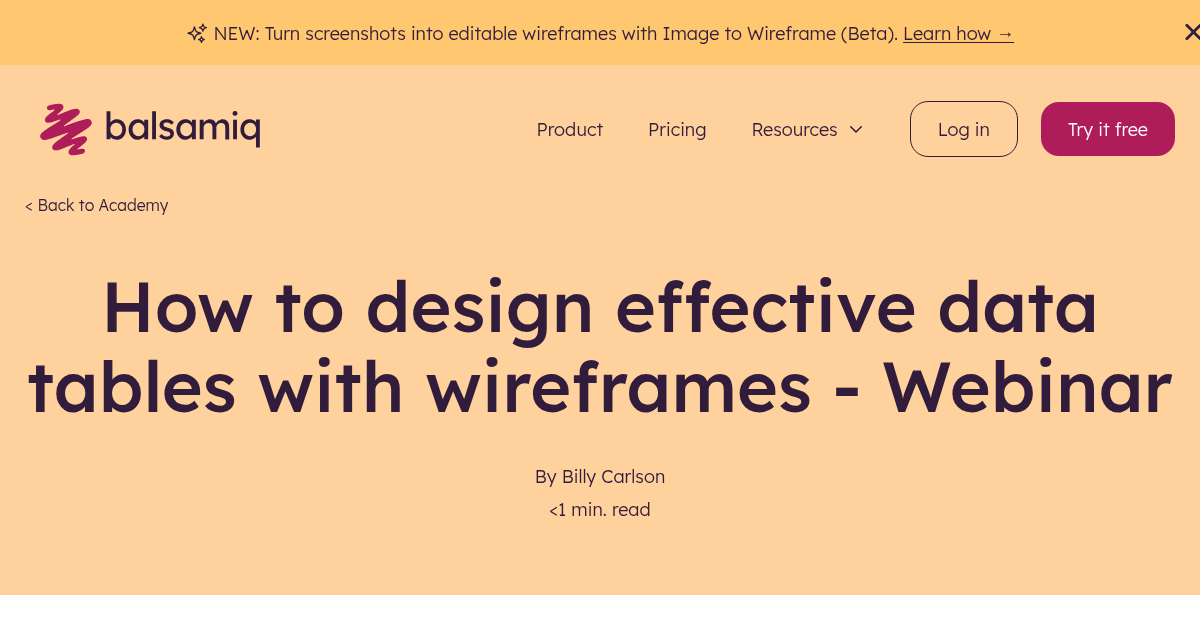 How to design effective data tables with wireframes - Webinar