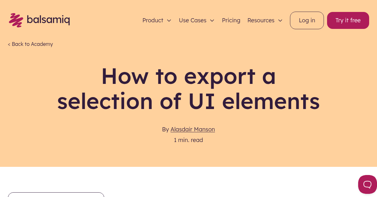 How to export a selection of UI elements