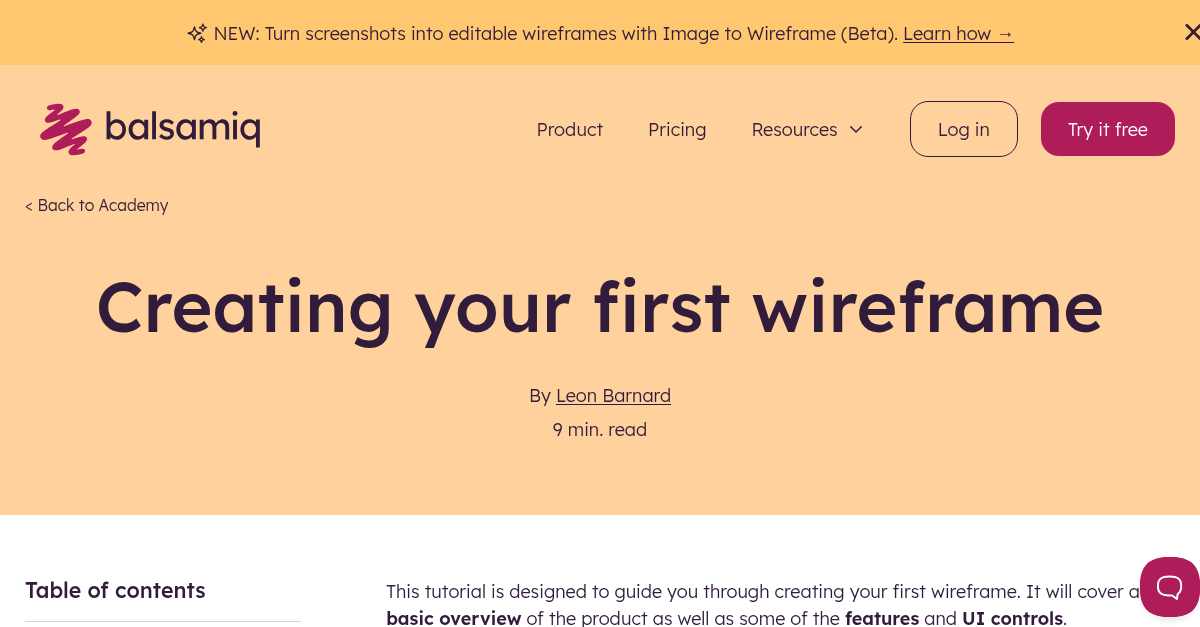 Creating your first wireframe