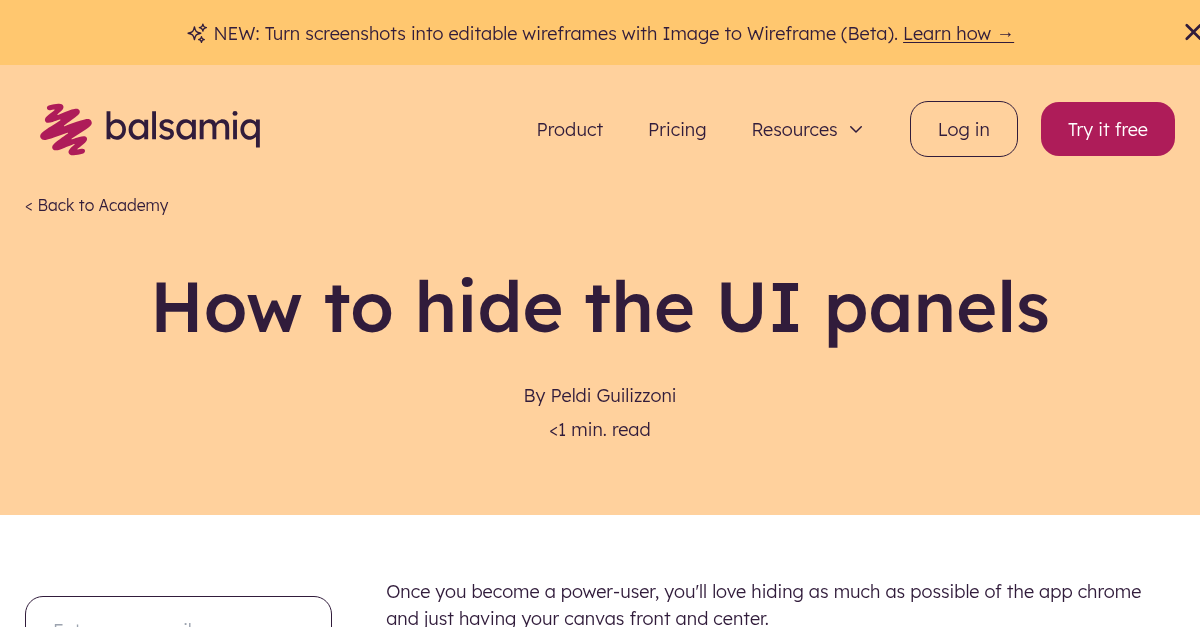 How to hide the UI panels