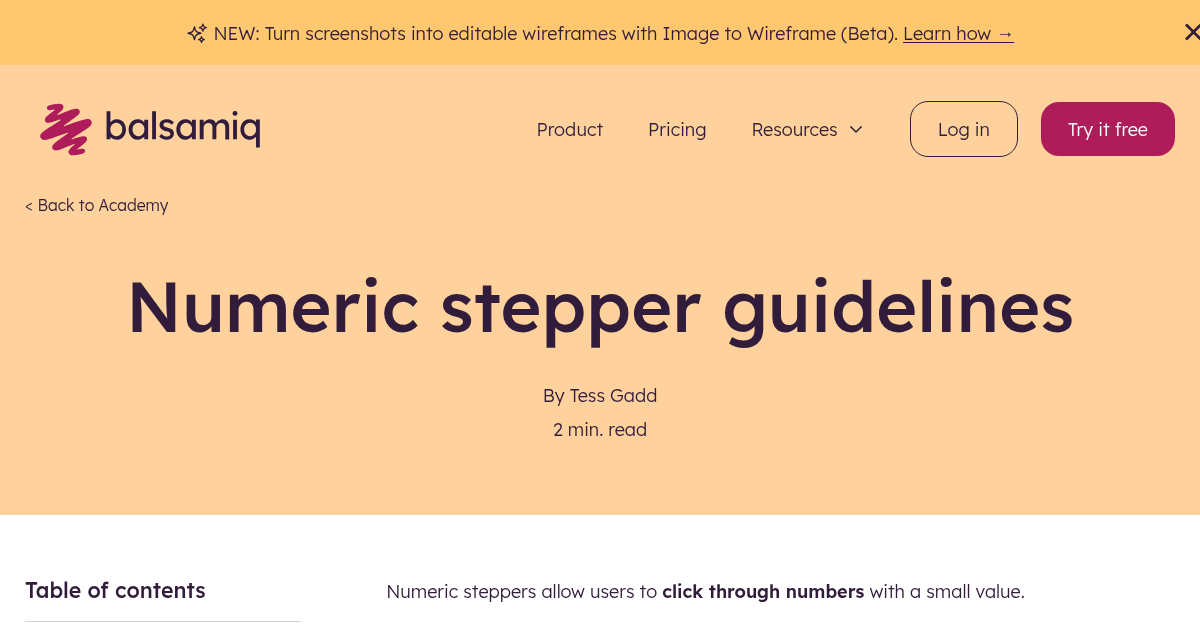 Numeric stepper guidelines