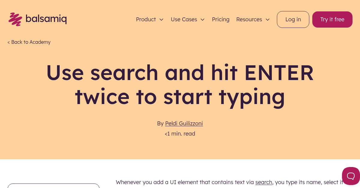 Use search and hit ENTER twice to start typing