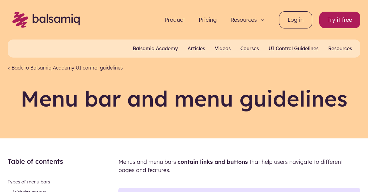 Menu Bar And Menu Guidelines Wireframing Academy Balsamiq