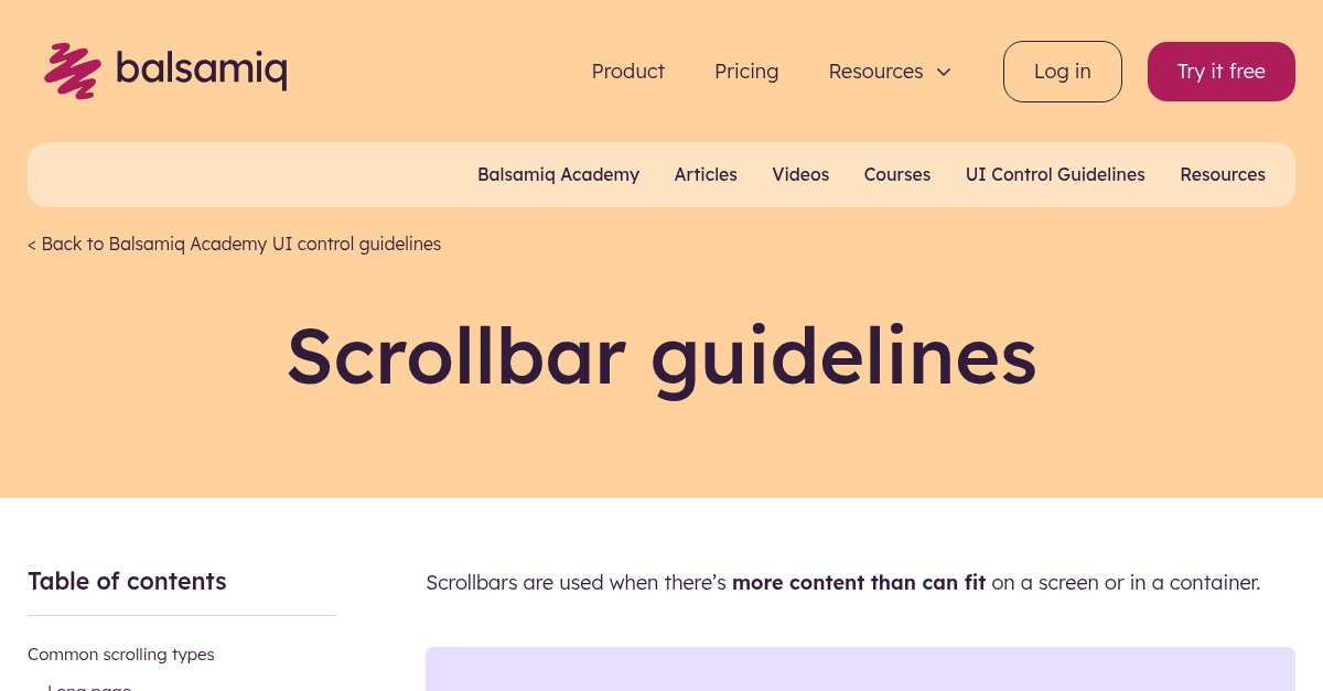 Scrollbar Guidelines Wireframing Academy Balsamiq