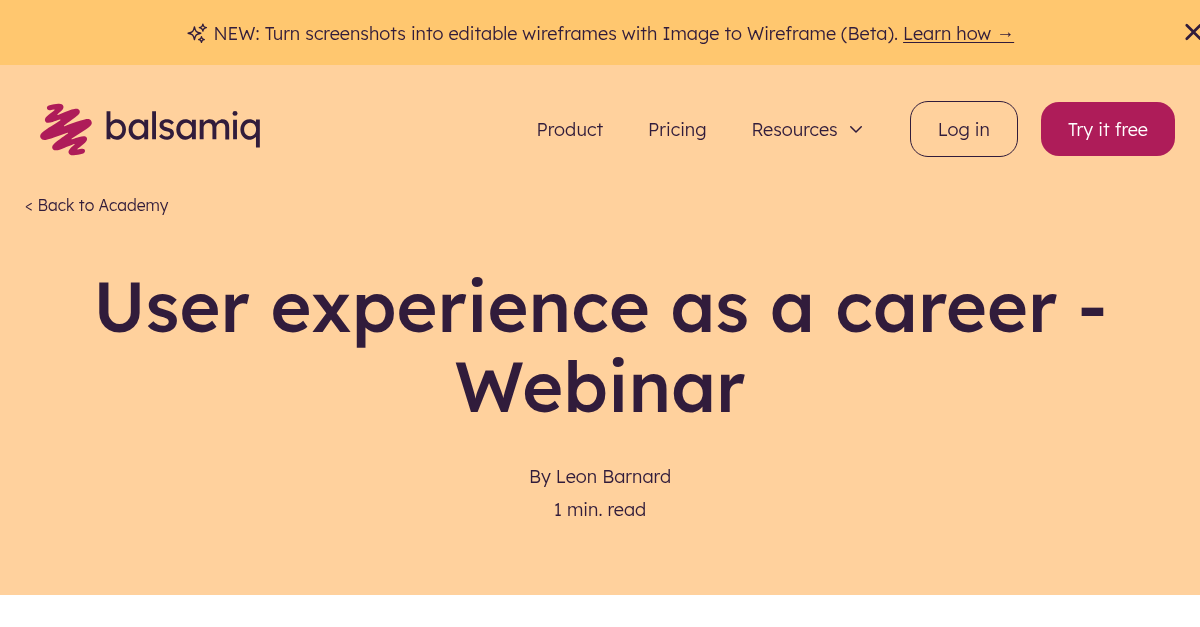 User experience as a career - Webinar