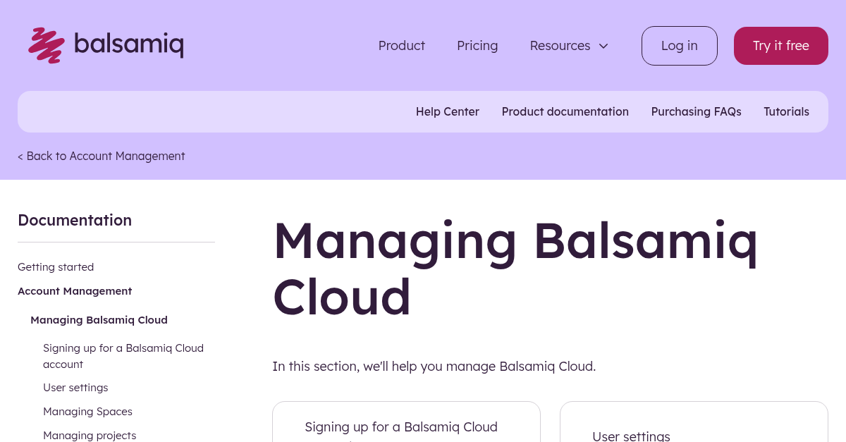 Balsamiq Cloud account management guide and setup - Balsamiq documentation