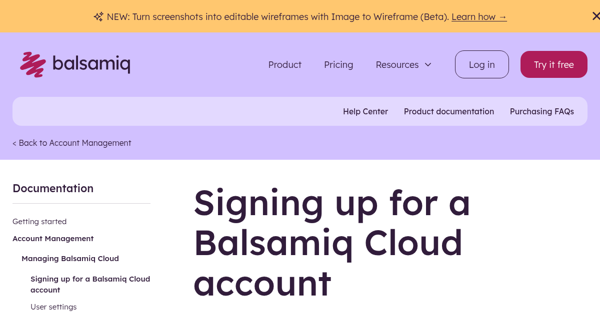 How To Create A Balsamiq Cloud Account Signup Guide And Options Balsamiq Documentation