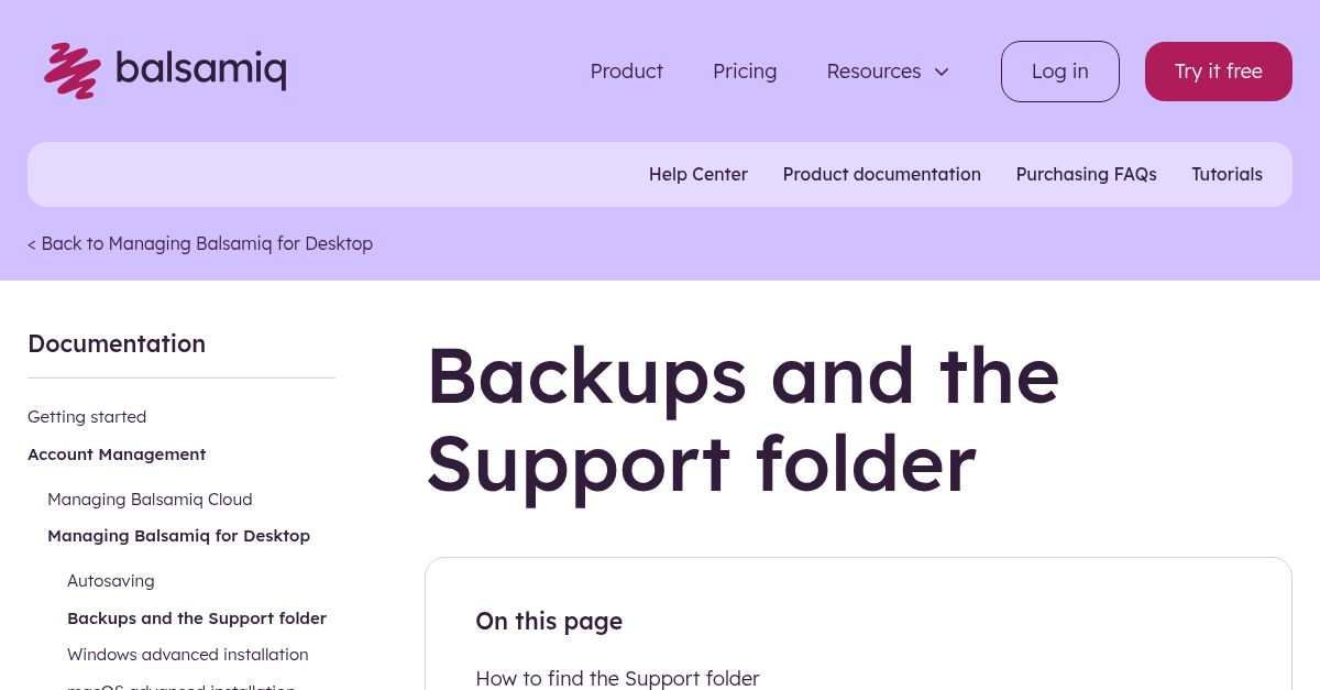 Backups and the Support folder - Balsamiq documentation