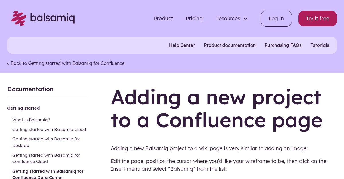 How To Add New Wireframe Projects In Balsamiq For Confluence Data Center Balsamiq Documentation