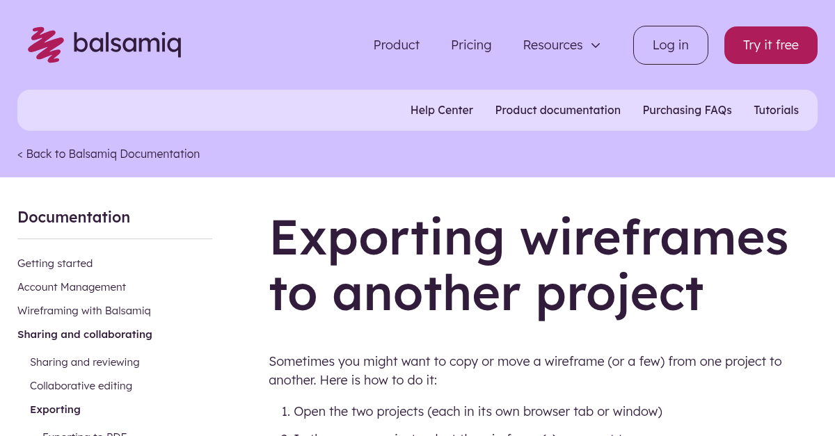 Exporting wireframes to another project - Balsamiq documentation Exporting wireframes to another project - Balsamiq documentation