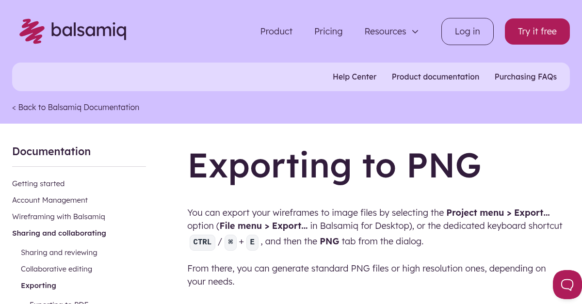 Exporting to PNG - Balsamiq documentation