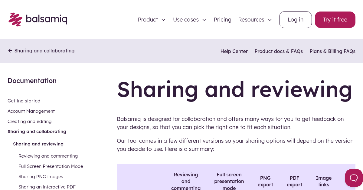 Wireframe review and feedback options in Balsamiq - Balsamiq documentation