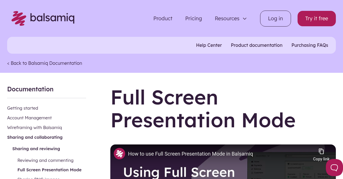Full Screen Presentation Mode - Balsamiq documentation