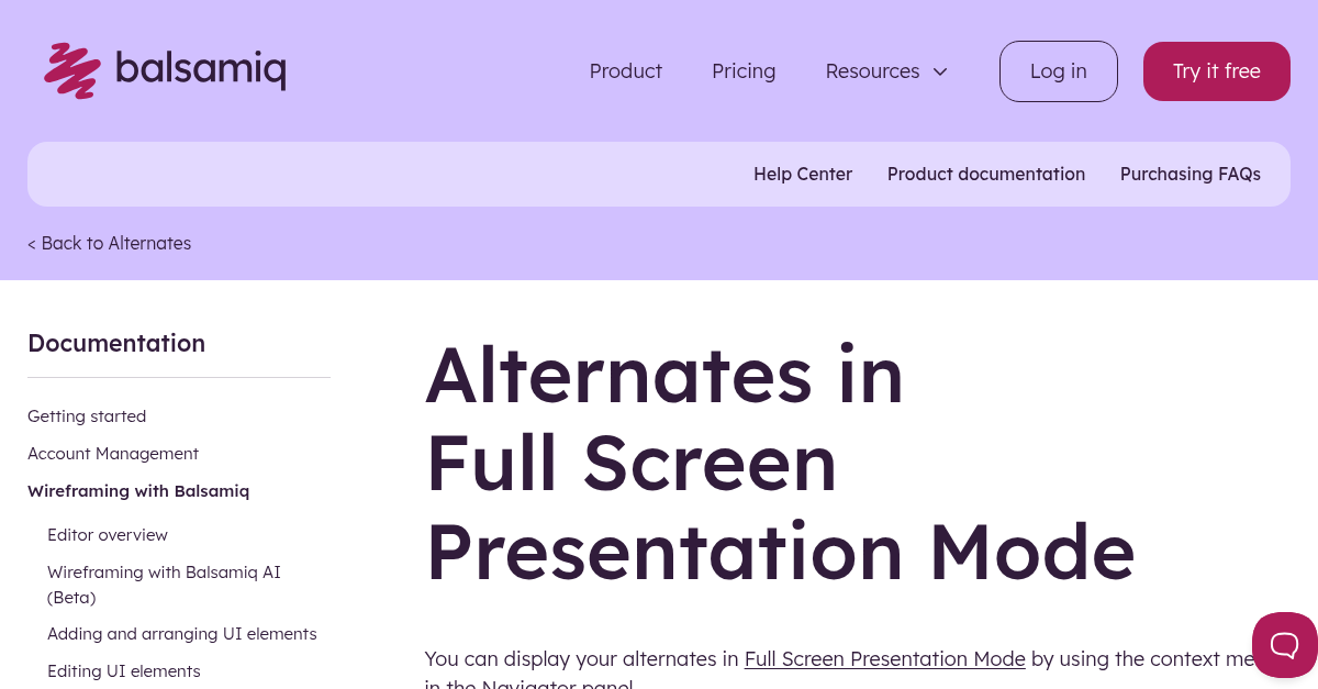 How to use wireframe alternates in full screen presentation mode in ...