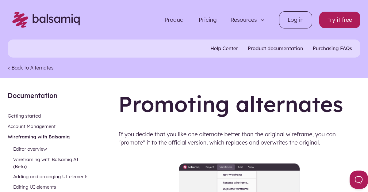 How to promote wireframe alternates in Balsamiq - Balsamiq documentation