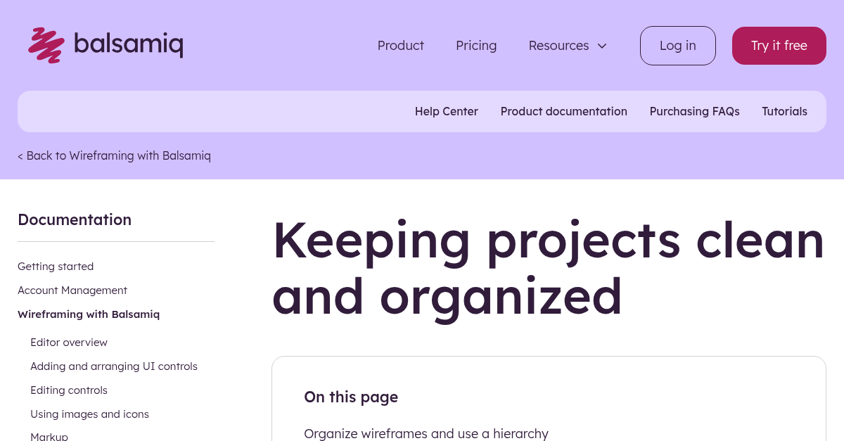 Keeping Projects Clean And Organized Balsamiq Documentation