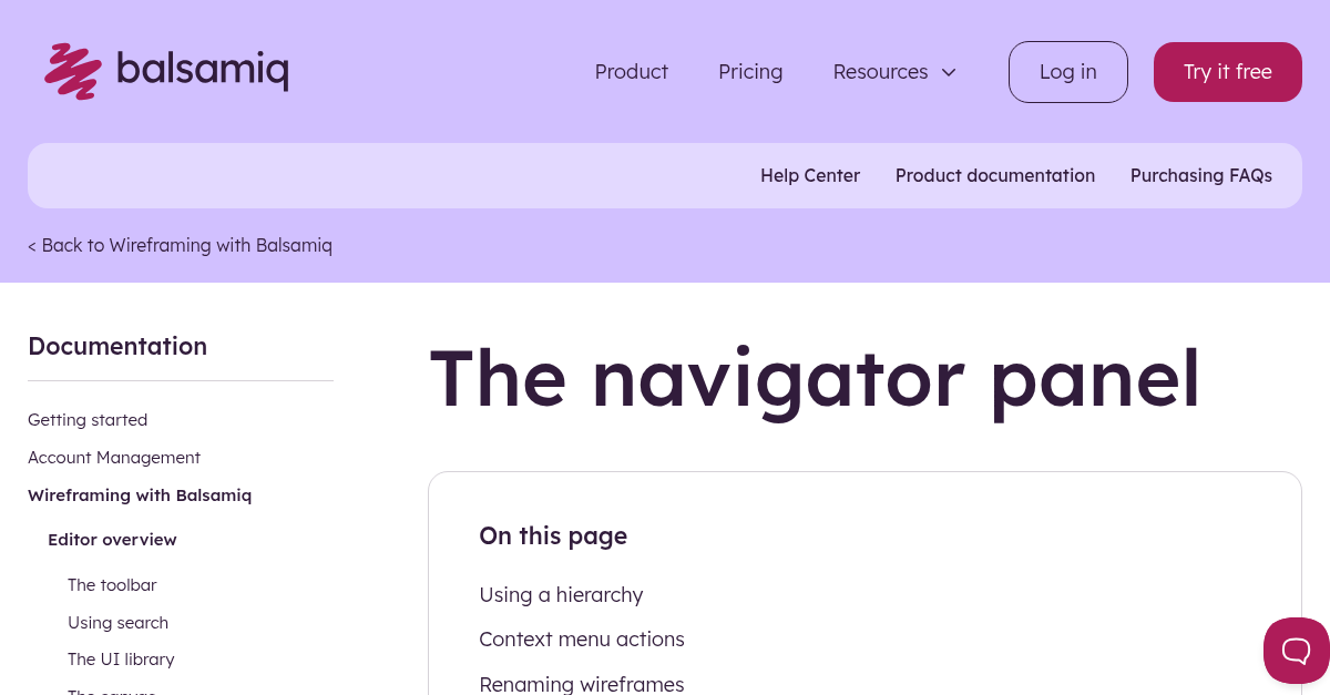 How to use the navigator panel in Balsamiq - Balsamiq documentation