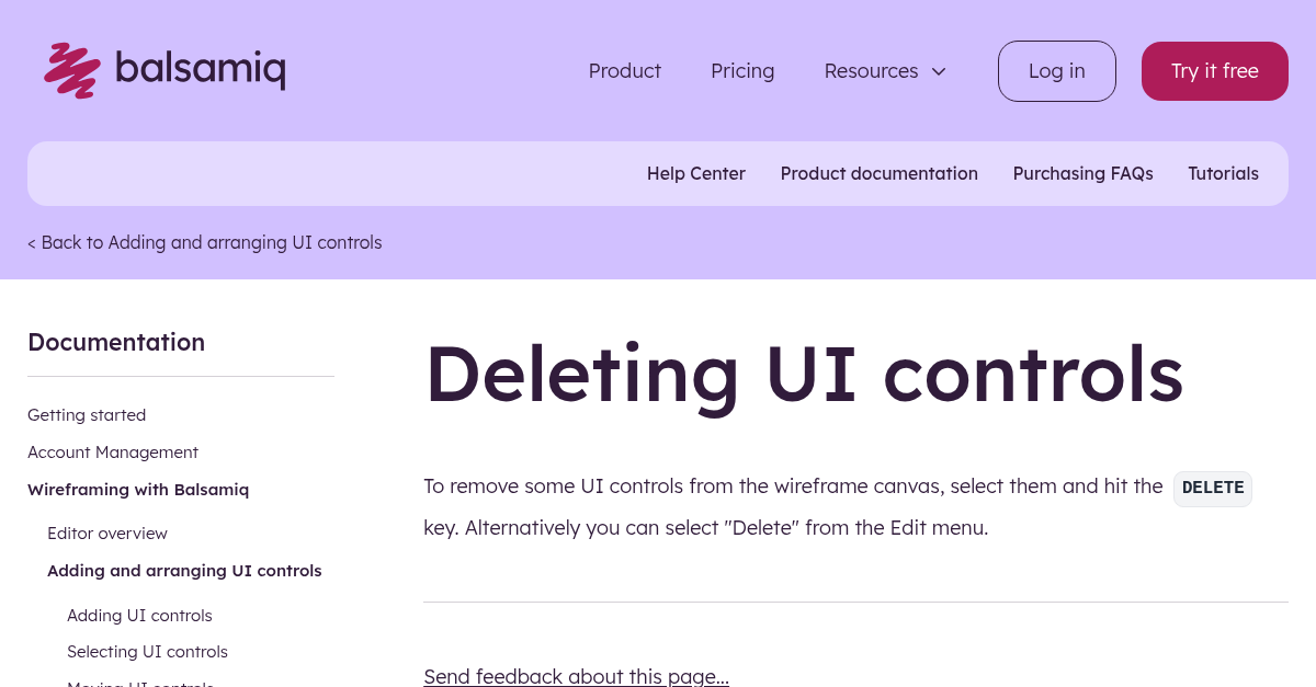 How to delete UI controls in Balsamiq - Balsamiq documentation