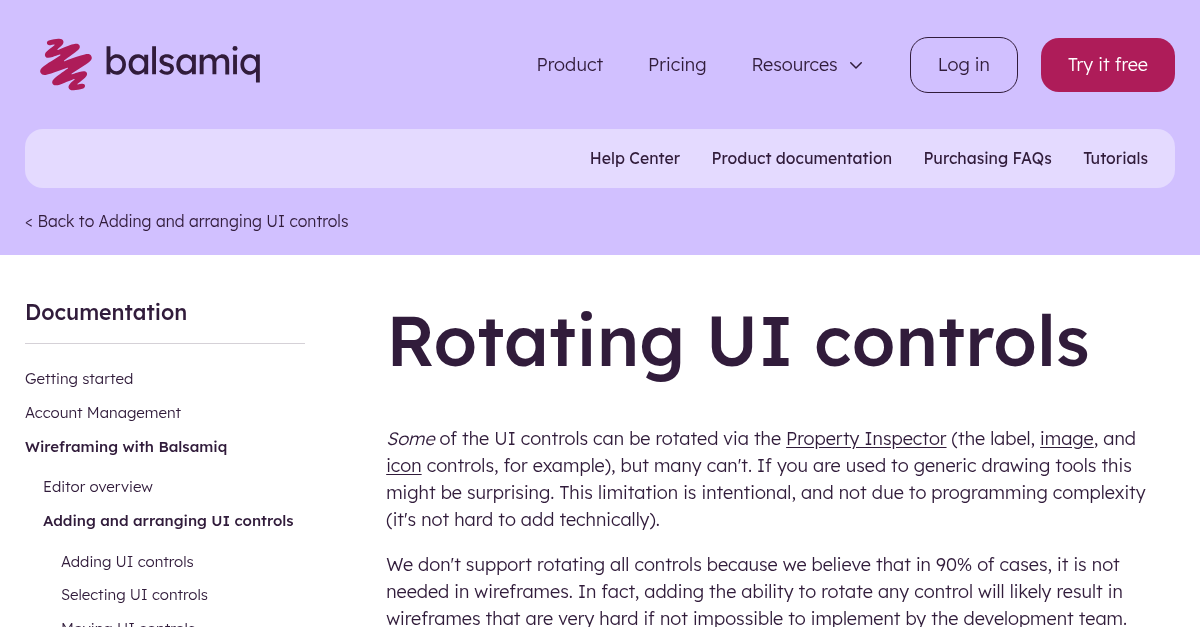 How to rotate some UI controls in Balsamiq - Balsamiq documentation