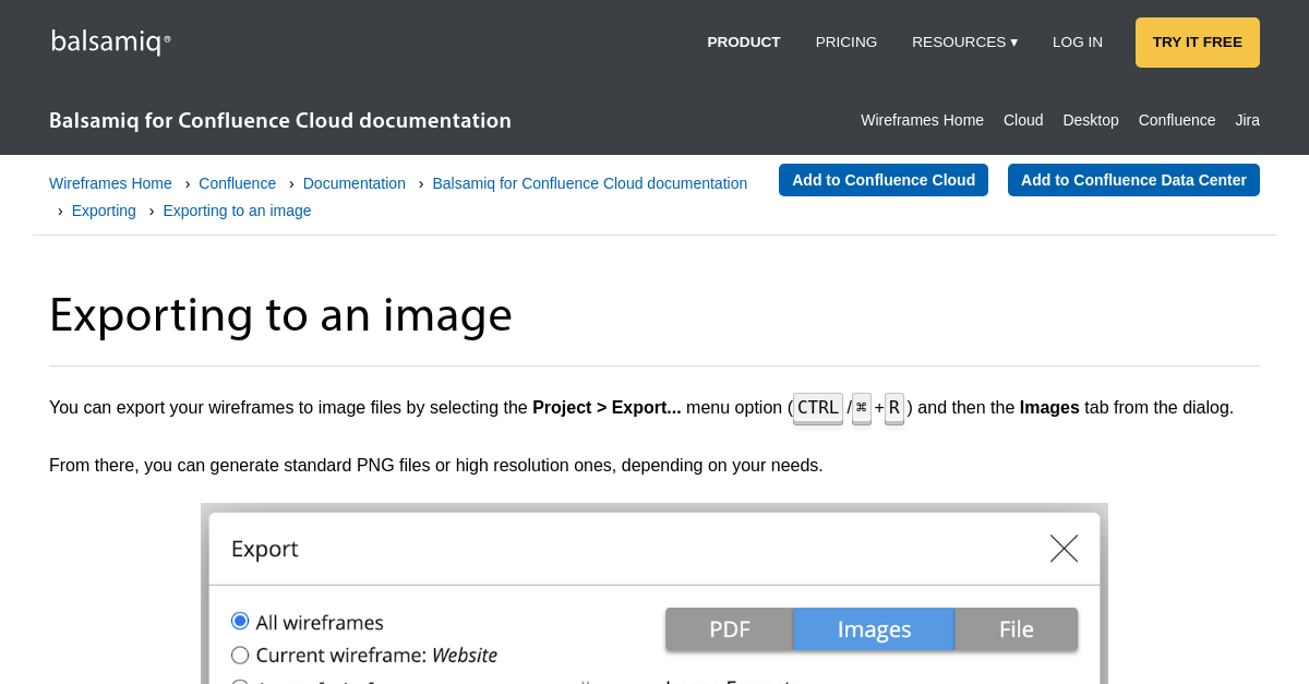 Exporting To An Image Balsamiq For Confluence Cloud Documentation Balsamiq