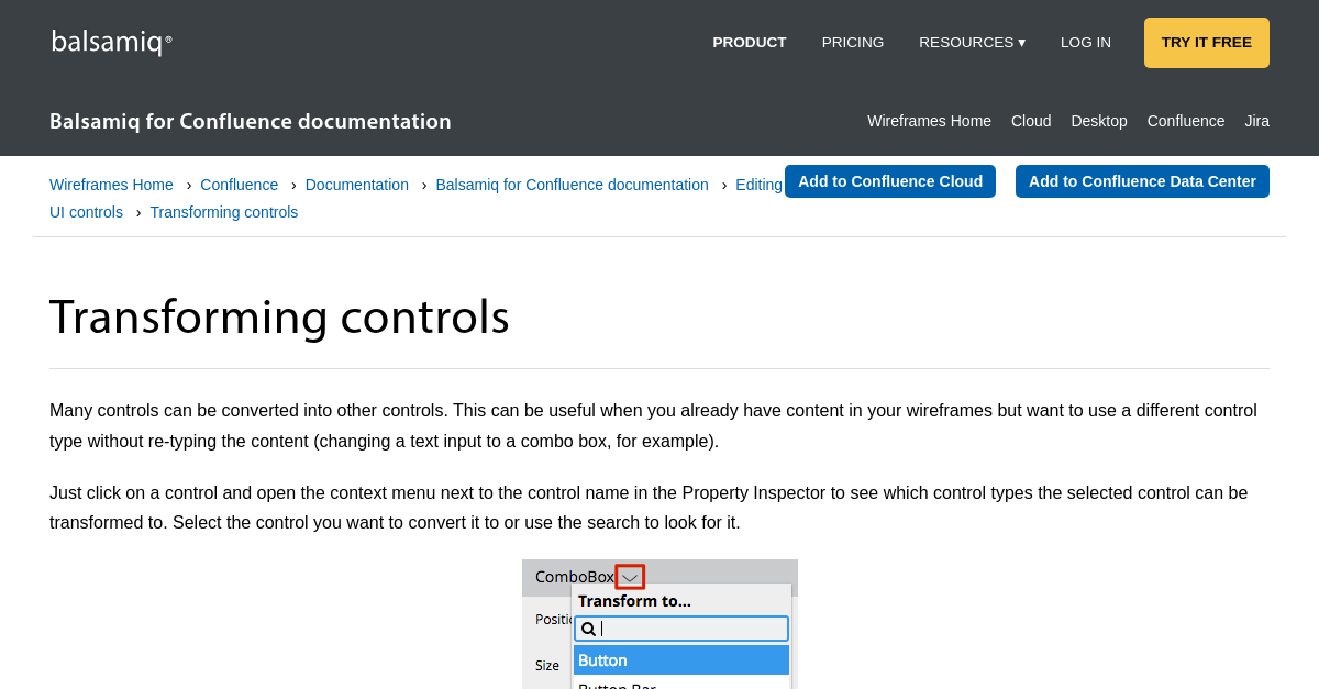 Transforming Controls Balsamiq For Confluence Documentation Balsamiq