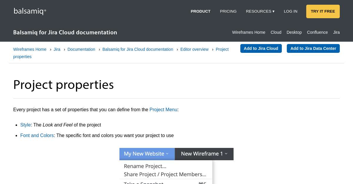 Project Properties Balsamiq For Jira Cloud Documentation Balsamiq